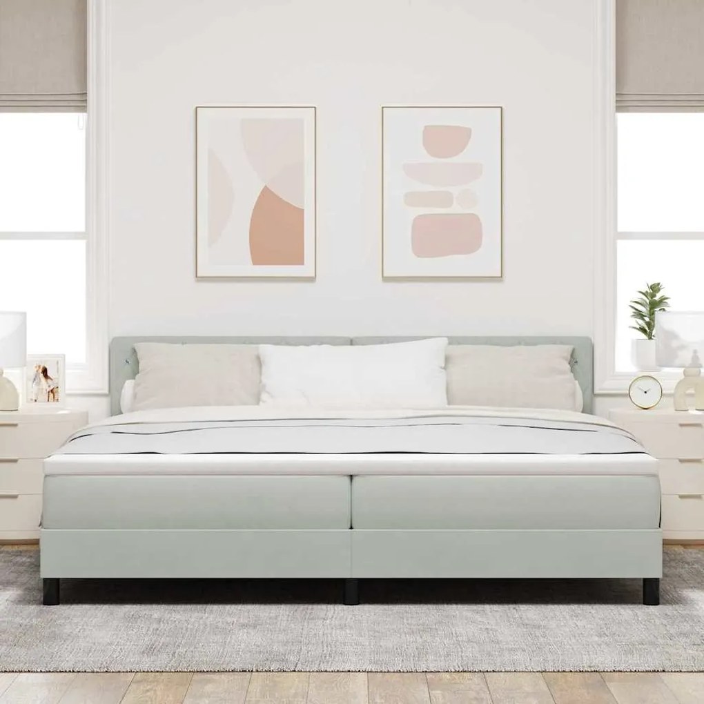 Postel s boxspringem s matrací Světle šedá 200 x 200 cm samet 3339128