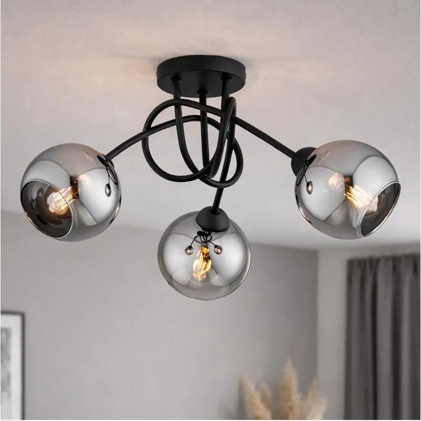 Brilagi - Přisazený lustr DIOR 3xE27/60W/230V černá/kouřová šedá