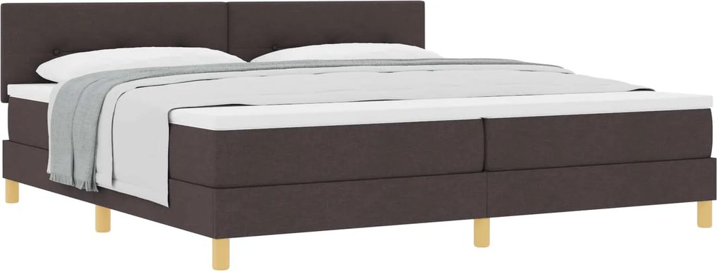 Postel s boxspringem s čelo Tmavě hnědá 200 x 200 cm textil 3338947