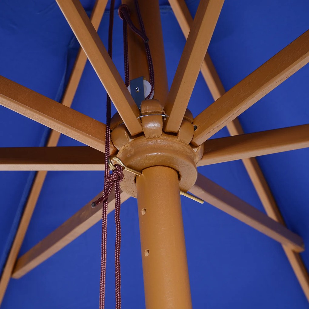 Outsunny slunečník na balkon 300 cm, dřevěný konzolový slunečník, zahradní slunečník, balkonový slunečník, bambus, modrý| Aosom
