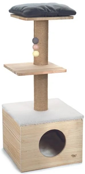 Designové dřevěné škrábadlo s odpočívadlem pro kočky Ziggi