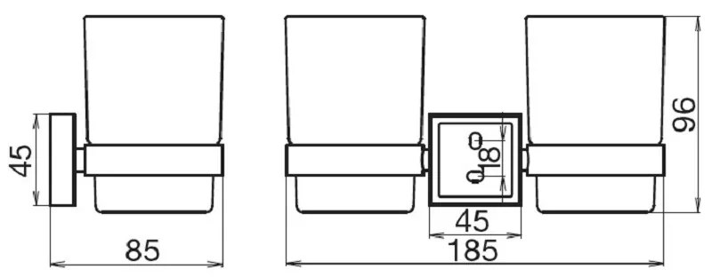 Dvojitý držák skleněného pohárku Plano Davos Cube 182 x 84 x 95 mm