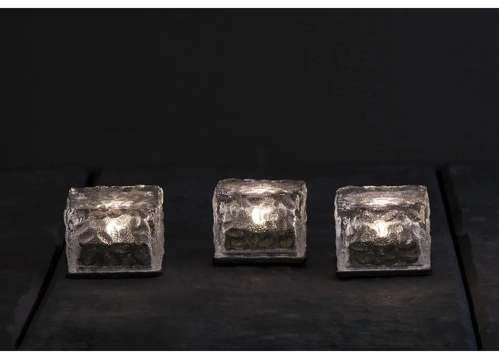 Sada 3 venkovních solárních svíček Star Trading Candle Icecube, výška 5,5 cm
