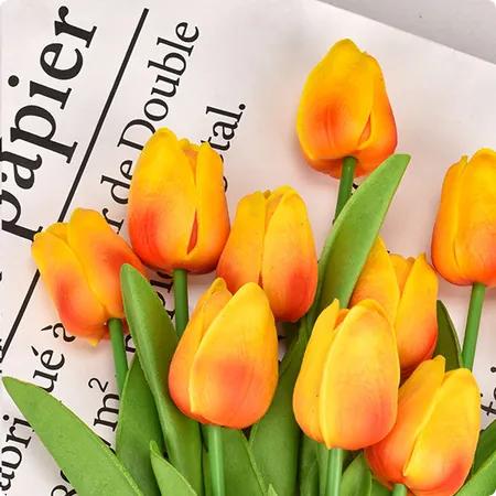 Bytová dekorace - kytice umělých tulipánů - 3 kusy Balení: 3 ks, Barvy: 17 oranžová