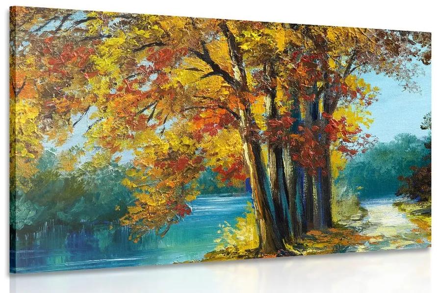 Obraz malované stromy v barvách podzimu Varianta: 90x60