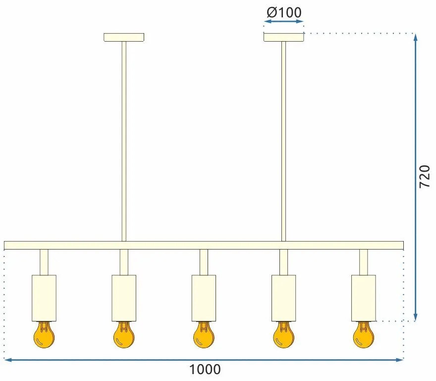 Toolight Kovová závěsná lampa APP611-5C černá