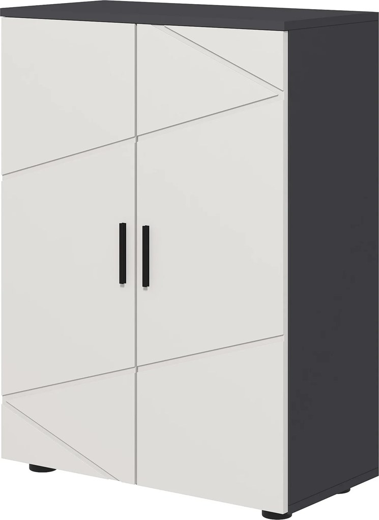 Kleankin Úsporný koupelnový cabinet se 2 dveřmi z dřeva, koupelnový cabinet se 3 policemi a tichým zavíráním, 60x30x82cm, Šedý