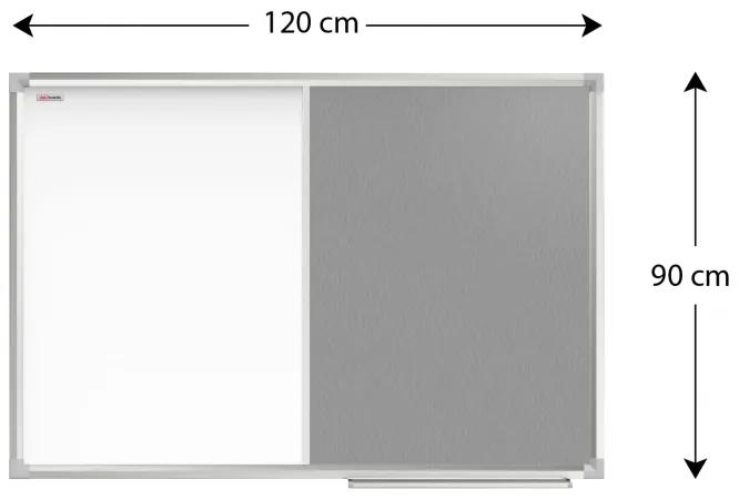 Allboards,Textilní a bílá magnetická tabule COMBI v hliníkovém rámu -120x90 cm,CO129FS