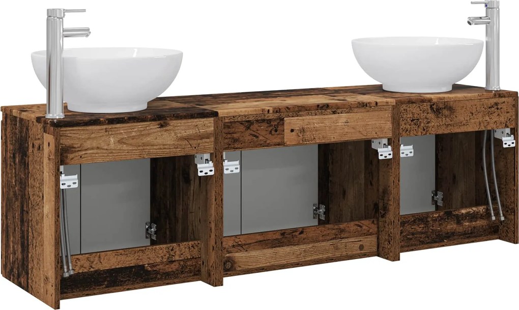 Sada koupelnových skříněk 3 ks Staré dřevo 49,5 x 44,5 x 65 cm 3405695