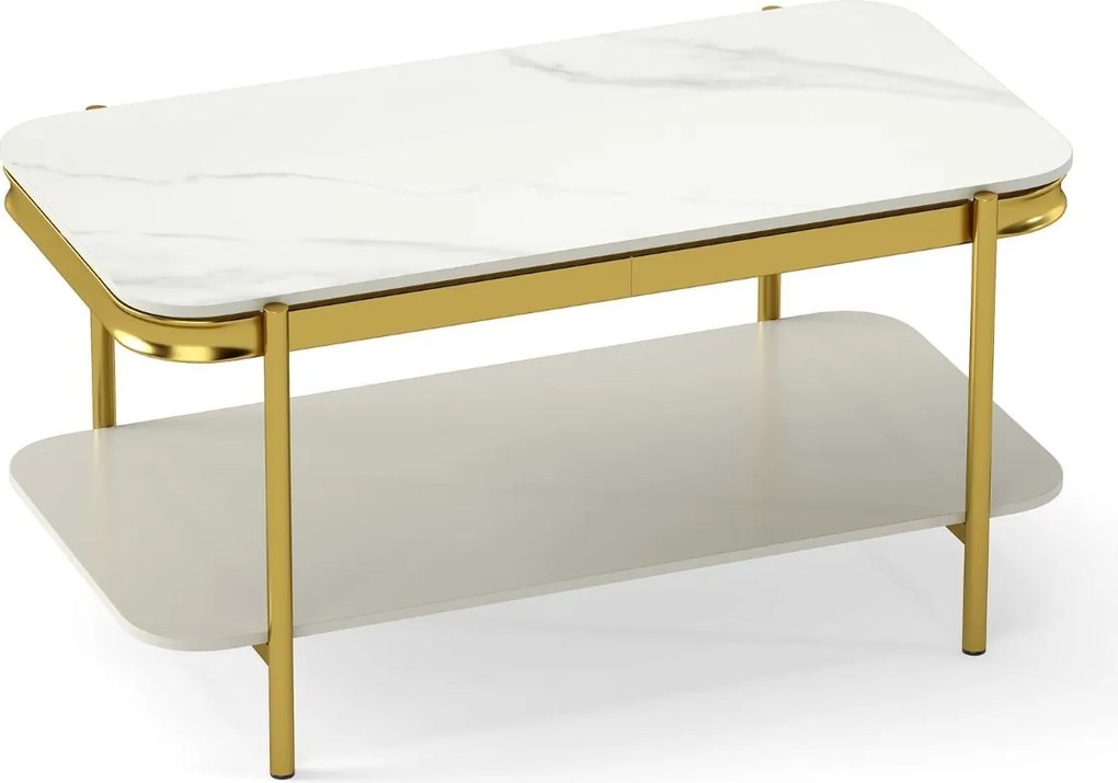 Costway Obdélníkový konferenční stolek Moderní pohovka Accent Table White