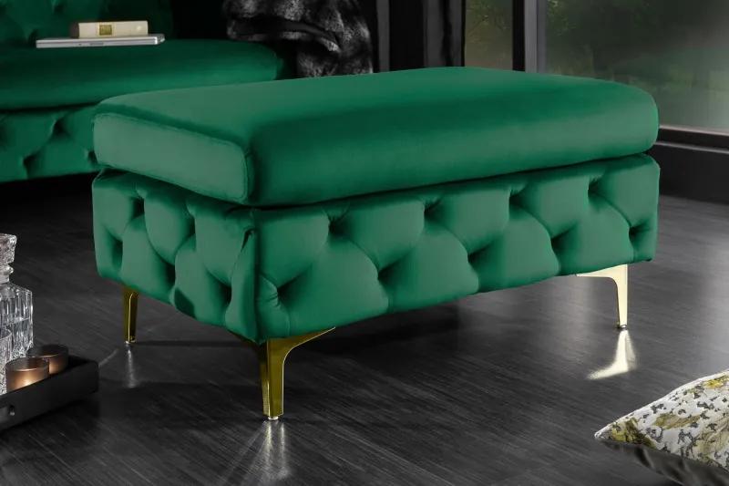 Moderní barokní stolička smaragdově zelený samet / 39611