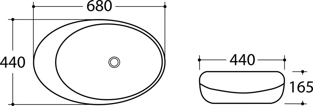 Sapho DALMA 68 x 44 x 16,5 cm MM327 keramické umyvadlo marfil