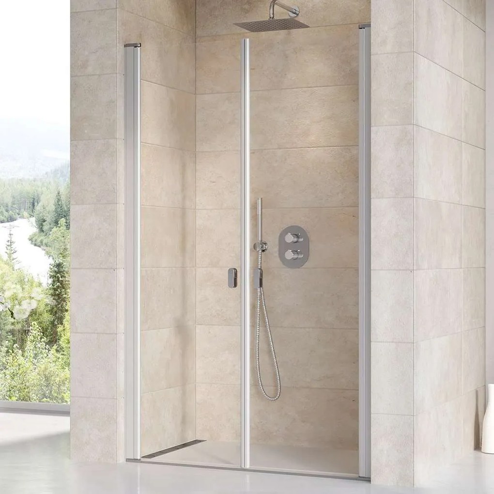 Ravak Chrome - Sprchové dveře dvoukřídlé CSDL2-110, 108-111 cm, satin/čiré sklo 0QVDCU0LZ1