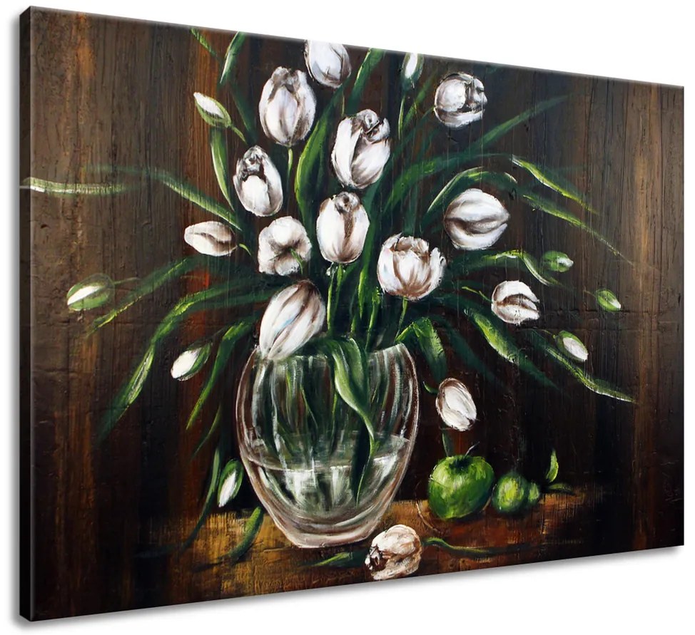 Gario Ručně malovaný obraz Malované tulipány Rozměry: 120 x 80 cm