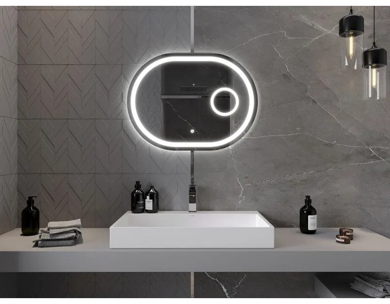 Mexen Umba, LED koupelnové zrcadlo s podsvícením a kosmetickým zrcadlem 80 x 60 cm, 6000K, ochrana proti zamlžování, 9822-080-060-611-00