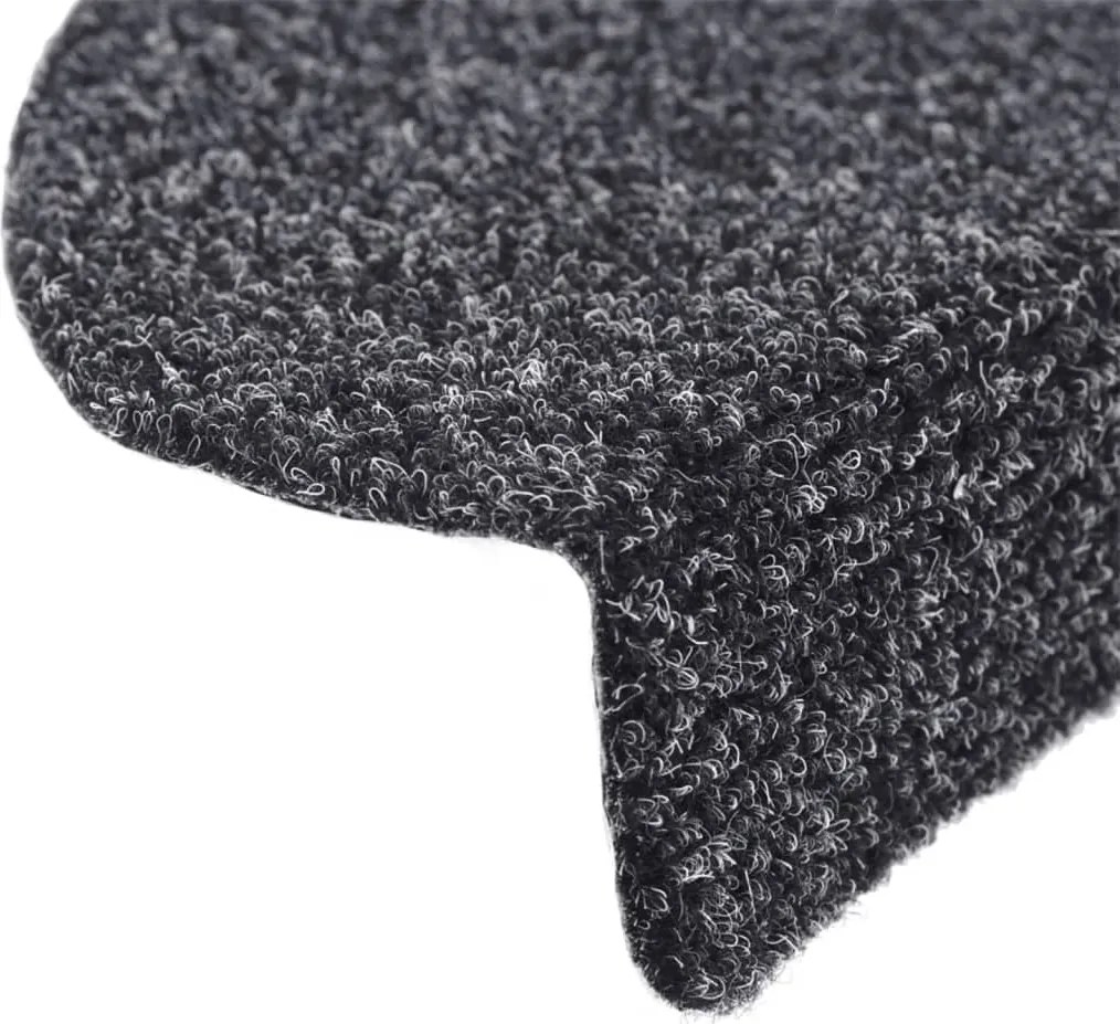 Schodové rohože samolepicí 15 ks 56 x 17 x 3 cm tmavě šedé, půlkulaté 132691