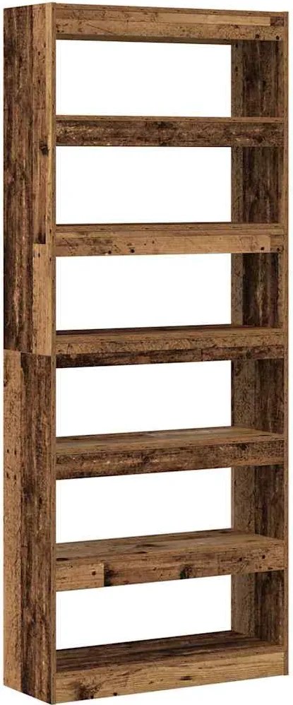 Knihovna 6 úrovní 80 x 30 x 198 cm Kompozitní dřevo Staré dřevo 3333921