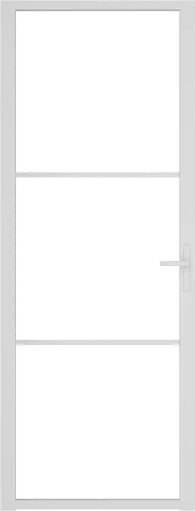 vidaXL Interiérové dveře 76 x 201,5 cm bílé ESG sklo a hliník [350568] Barva: Černá a průhledná