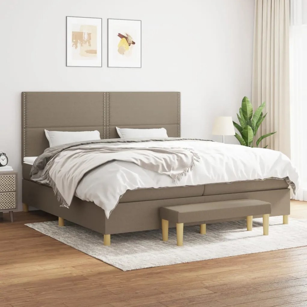 Box spring postel s matrací taupe 200x200 cm textil 3137105