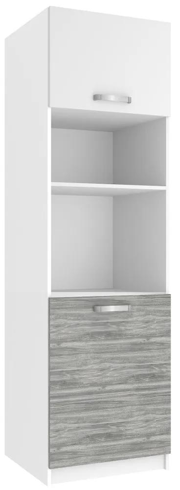 Vysoká kuchyňská skříňka Belini pro vestavnou troubu 60 cm bílý mat / šedý antracit Glamour Wood  TOR SSP60/1/WT/WTGW/0/U