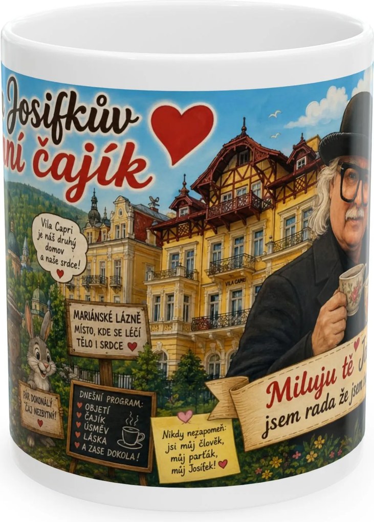 Srdcem darované Veselý hrneček pro životní partnery - na přání 3D ilustrace