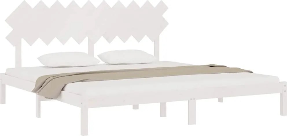 Rám postele bílý 200 x 200 cm masivní dřevo 3104889