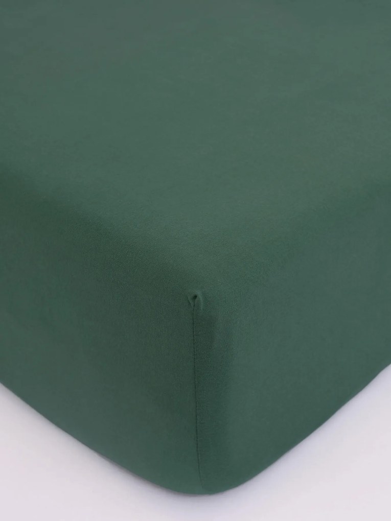MK Lůžkoviny Jersey prostěradlo Classic 200 × 200 cm - tmavě zelené