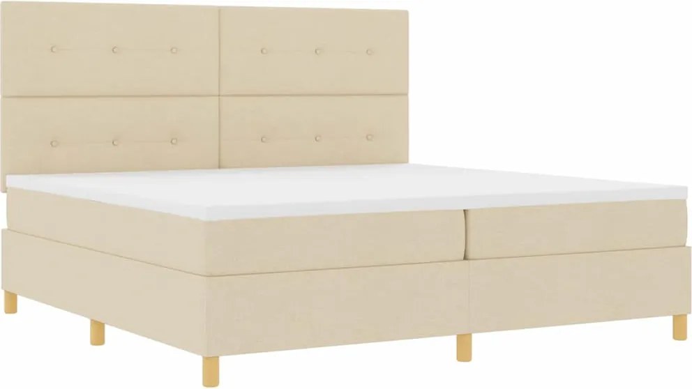 Postel s boxspringem s čelo Krémová 200 x 200 cm textil 3339649