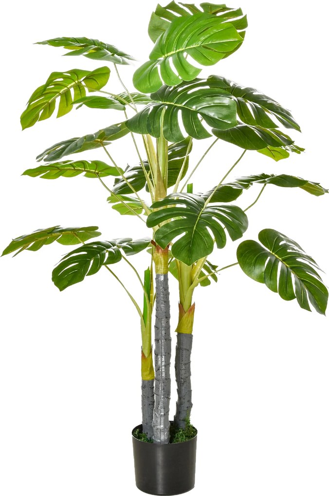 HOMCOM Umělá rostlina 120 cm Monstera - Umělé dekorační strom s 20 listy pro obývací pokoj a ložnici | Aosom