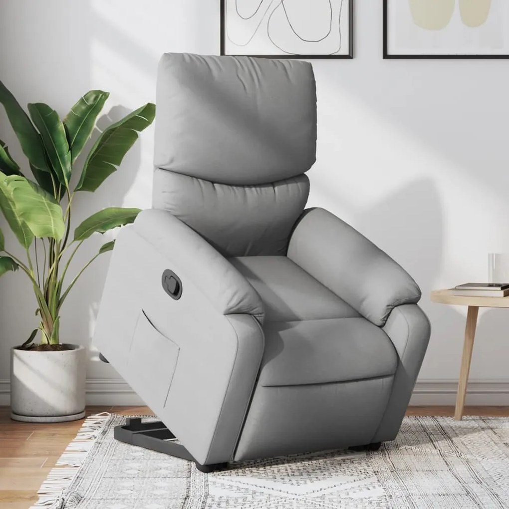 Zvedací polohovací křeslo světle šedé textil 3204824