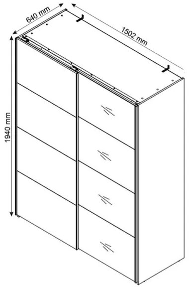Šatní skříň Carlos 150/61 2D, dub sonoma, 150 cm