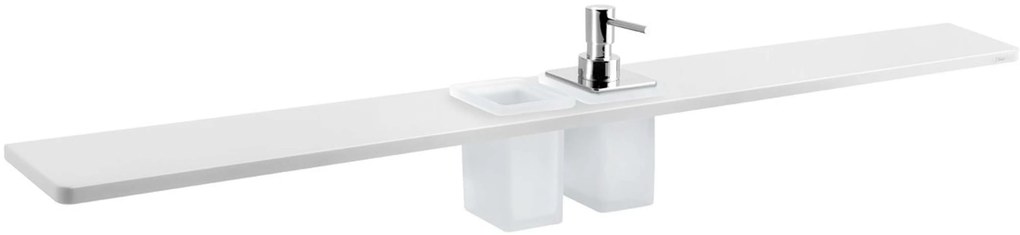 Sapho Abeline - Polička s dávkovačem a sklenkami, délka 100 cm, matná bílá/chrom AE102-0101-02