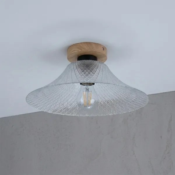 Stropní svítidlo JULL WOOD 1xE27/15W/230V dub/čirá pr. 34 cm