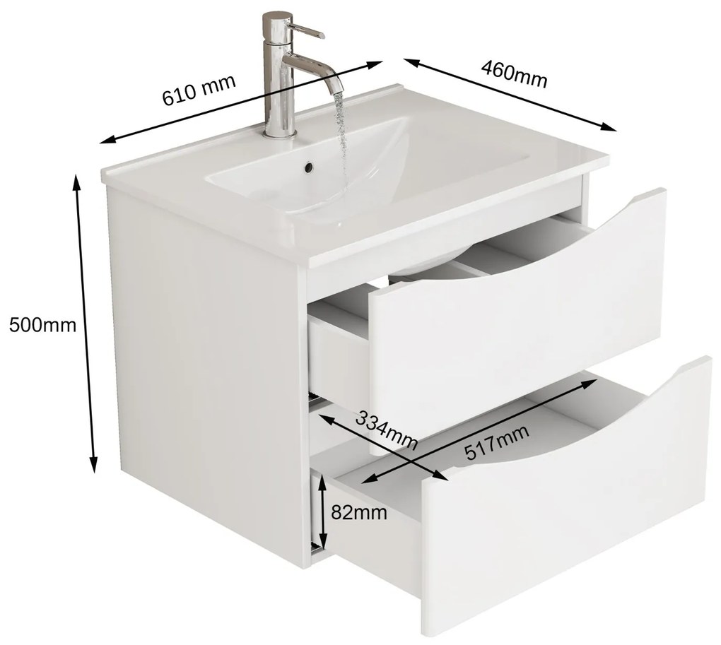 Závěsná skříňka pod umyvadlo Houseland Bravio 60 cm bílá