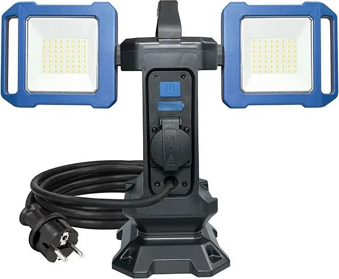 Duální přenosný LED reflektor se zásuvkou - Solight - 2x30W - 5400lm - 4000K