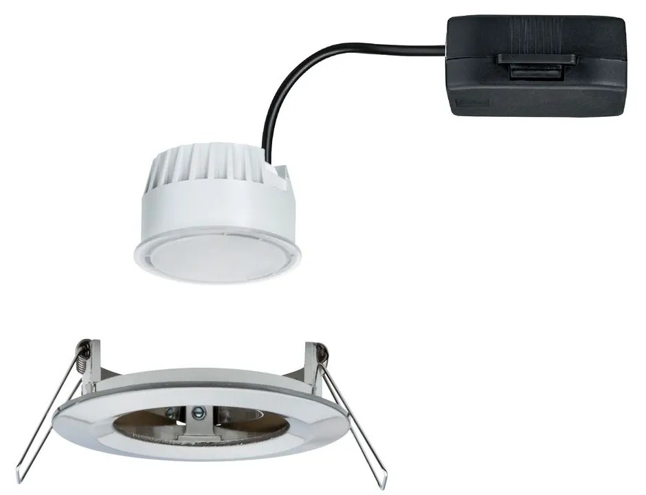 Paulmann 93457 LED Coin Nova round, kulatá bodovka v úpravě broušená ocel, 1x6,5W LED 2700K, prům.7,8cm, IP44
