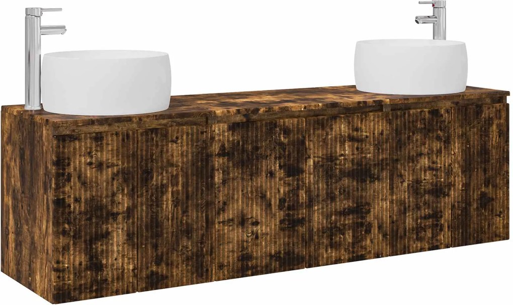 Sada koupelnových skříněk 3 ks Kouřový dub 49,5 x 44,5 x 66 cm 3405712