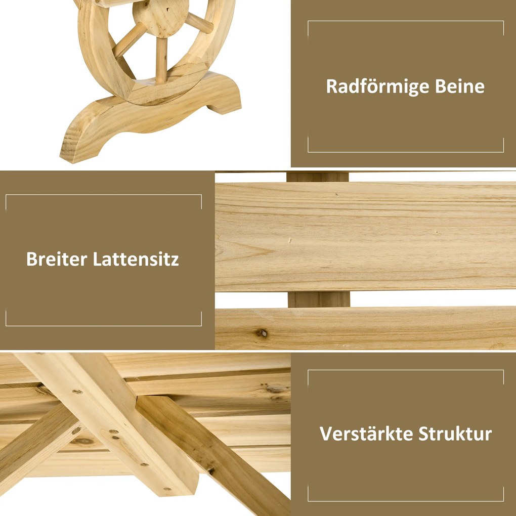 Zahradní lavice Outsunny dřevo odolné proti povětrnostním vlivům 98 x 50 x 39,5 cm rustikální lavice pro zahradní nábytek v přírodní barvě | Aosom.de