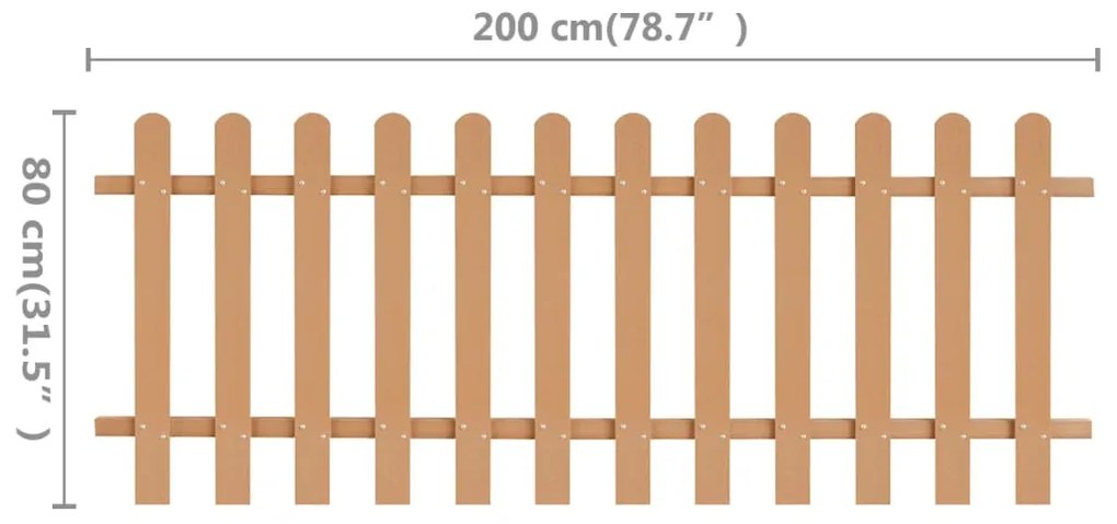 vidaXL Marketos Laťkový plot WPC 200 x 80 cm