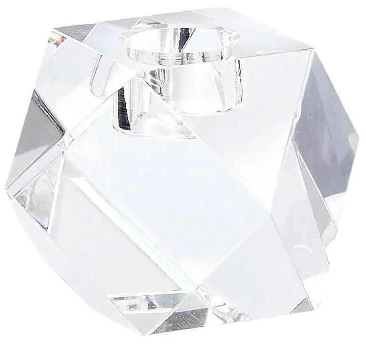 Hübsch Nízký skleněný svícen Crystal, čirá barva, sklo