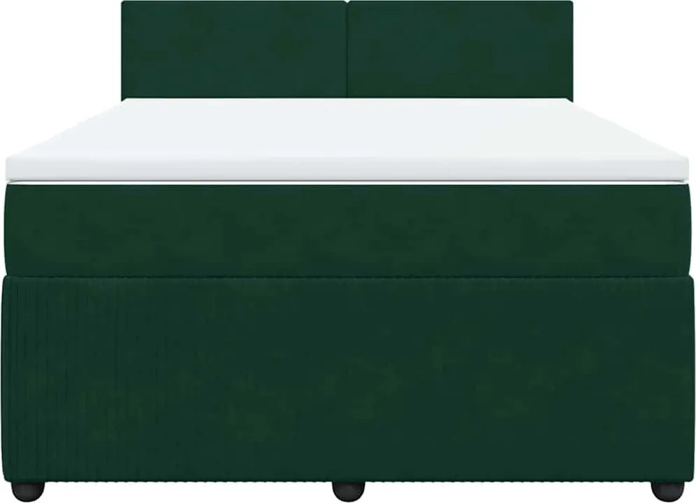 Box spring postel s matrací tmavě zelená 140x200 cm samet 3287755