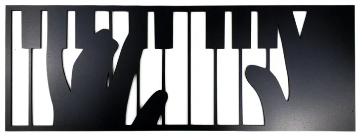 Dřevěná dekorace Hra na piano černá