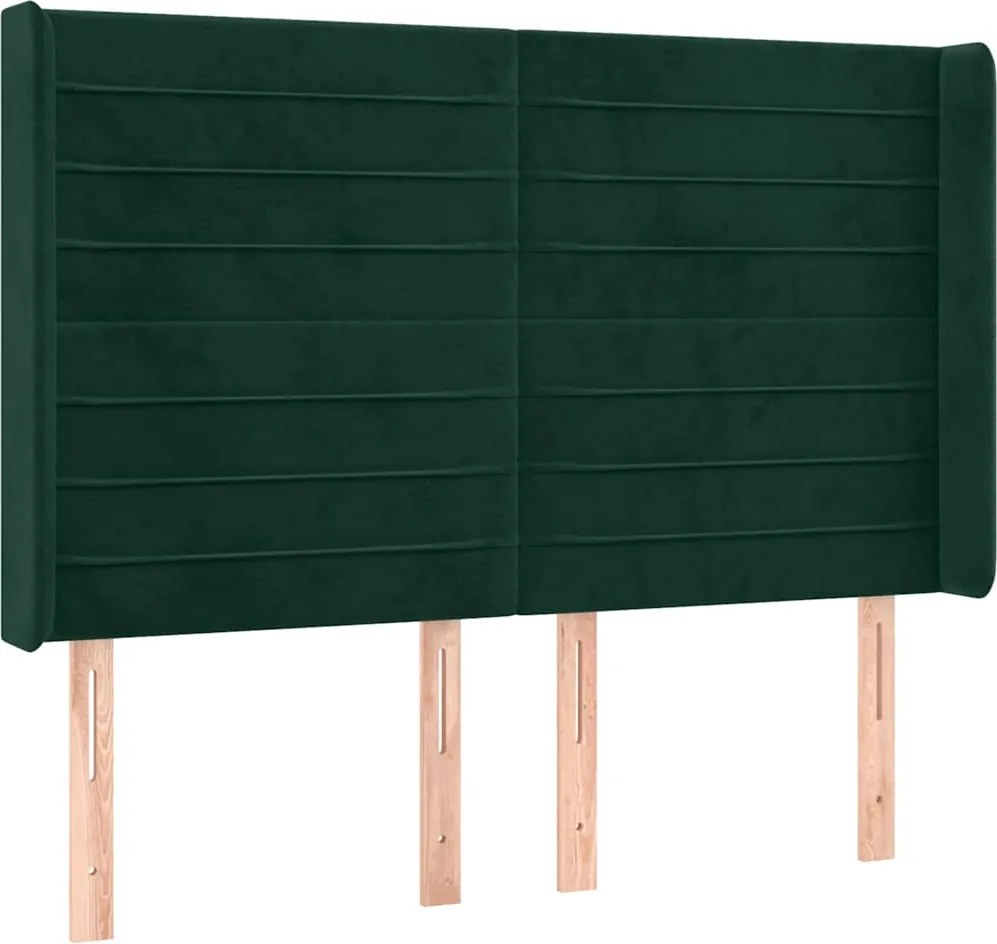 Box spring postel s matrací a LED tmavě zelená 140x190 cm samet 3139622