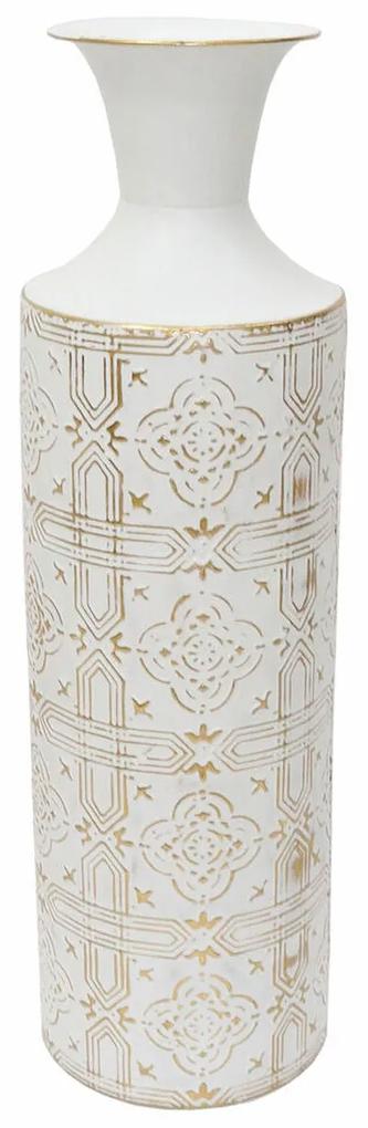 Váza DKD Home Decor Mozaika Kov Bílý Arab (19 x 19 x 64 cm)