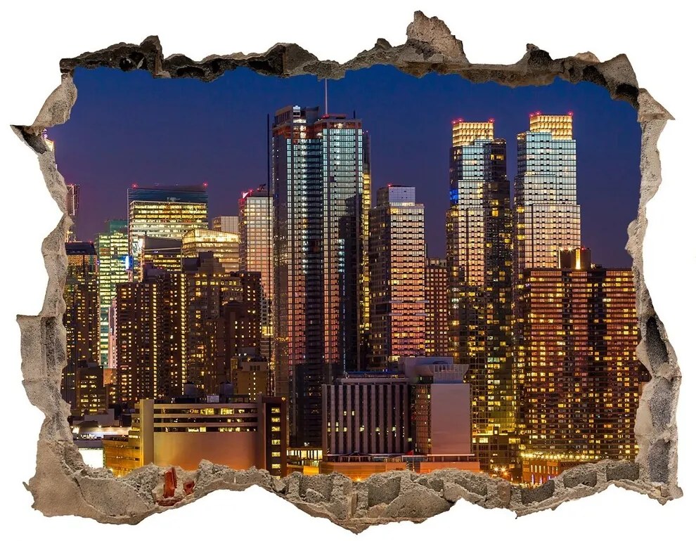 Wallmuralia Fototapeta díra na zeď 3D Manhattan noc 95x64 cm