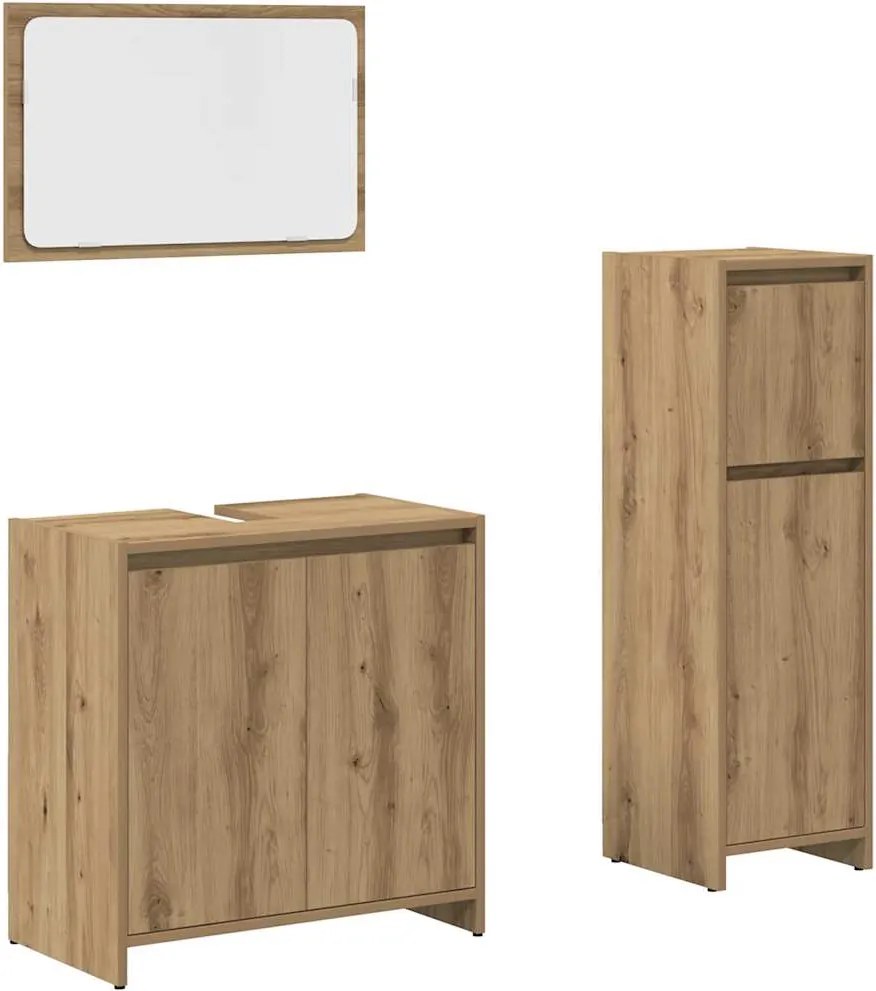 3dílná koupelnová sestava dub artisan kompozitní dřevo 3328564
