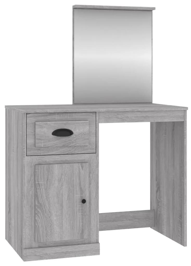 Toaletní stolek se zrcadlem šedý sonoma 90x50x132,5 kompozit - Default Title