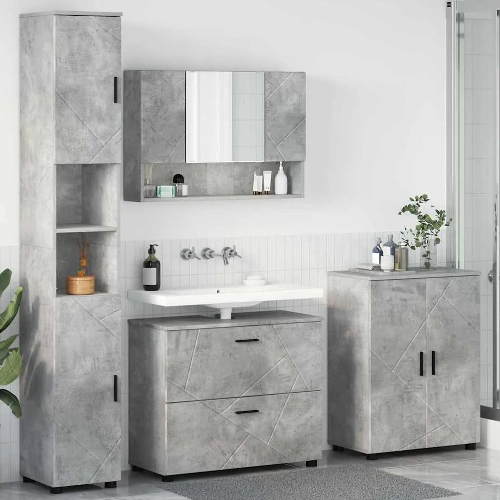 Sada koupelnového nábytku 4 ks Betonově šedá 35 x 30 x 192 cm 3393086