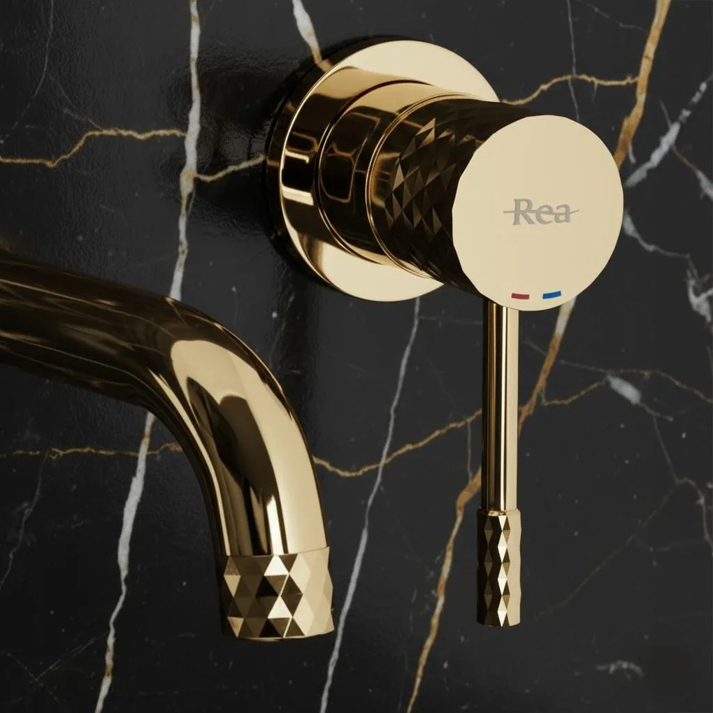 Rea Lungo Diamond, podomítková umyvadlová baterie + BOX, zlatá lesklá, REA-B0539