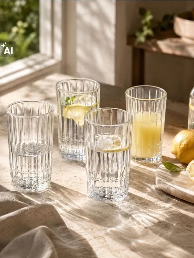 Sinsay - Sklenice s reliéfním vzorem 4 pack - clear